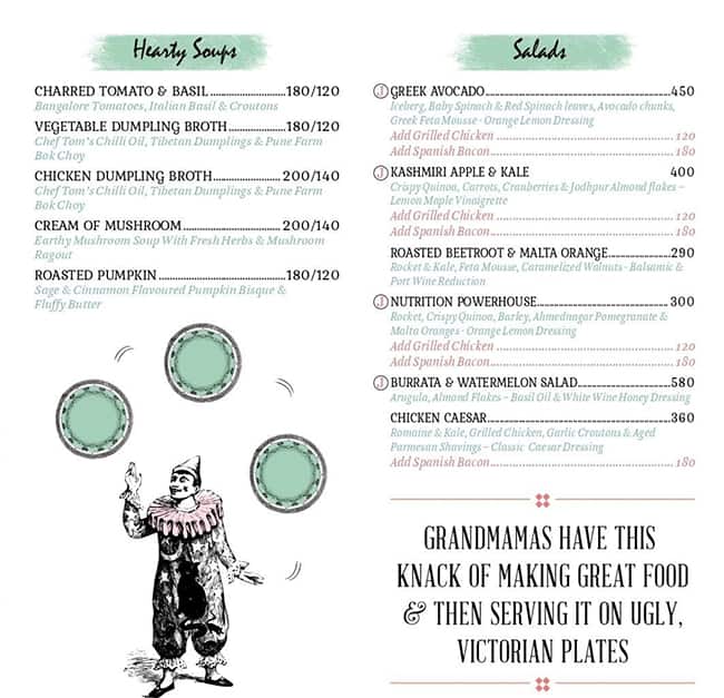 Menu at Grandmama's Cafe Juhu, Mumbai