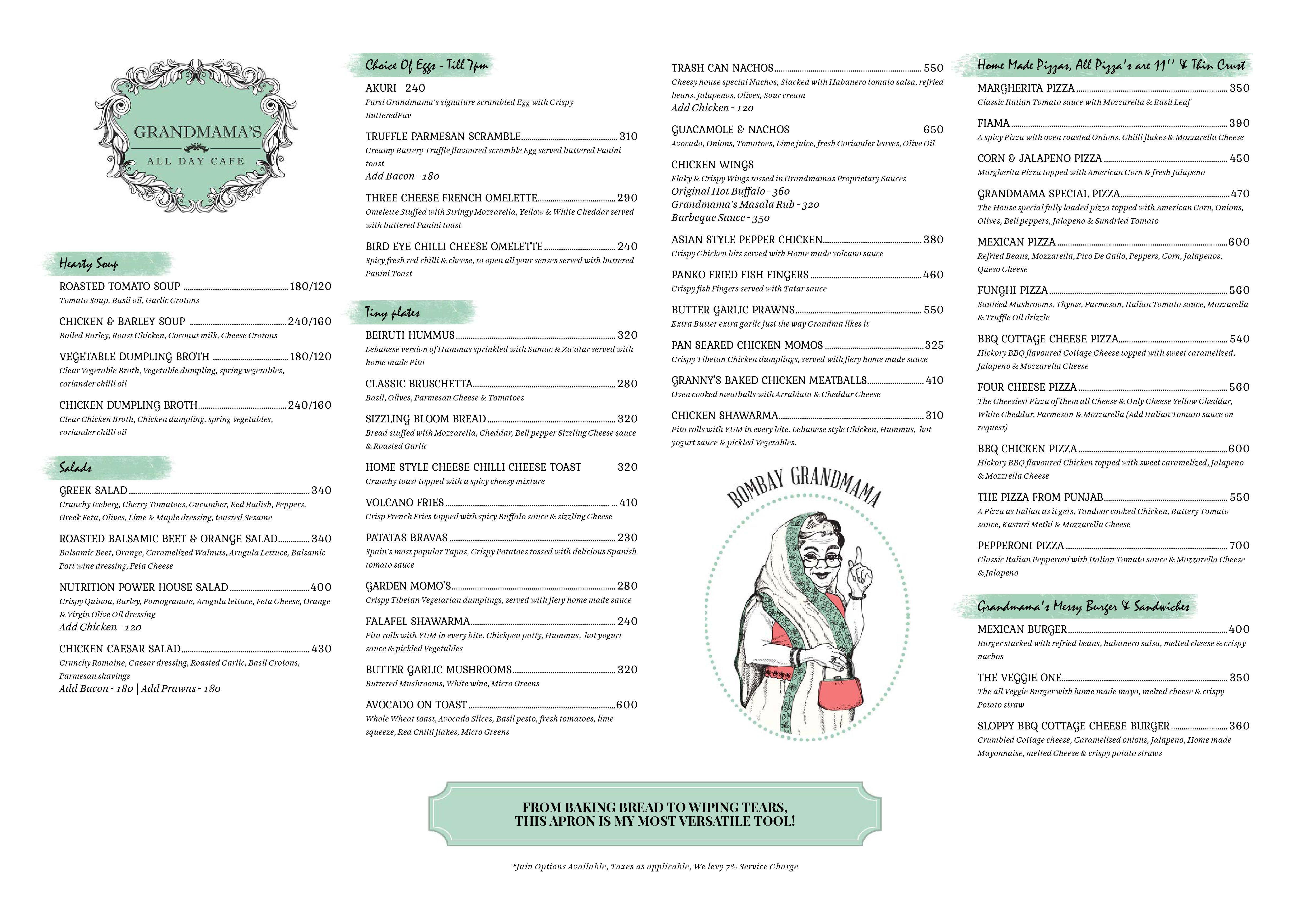 Menu at Grandmama's Cafe, Mumbai, High Street Phoenix