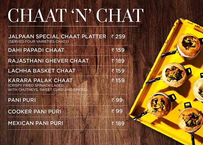 Menu of Jalpaan Restaurant, Thaltej, Ahmedabad
