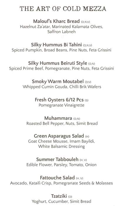 Menu of Bushra by Buddha-Bar - Grosvenor House, Dubai Marina, Dubai
