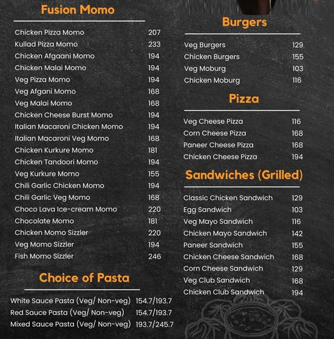 Menu of Momo Chitte, Kasba, Kolkata