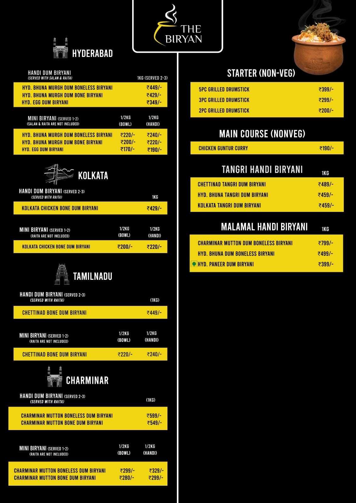 Menu of The Biryan, Wakad, Pune