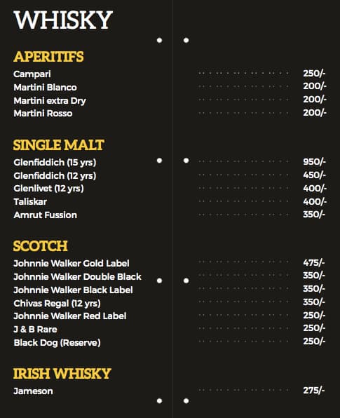 Menu of Saaga - The Royale Senate Hotel, Hebbal, Bangalore