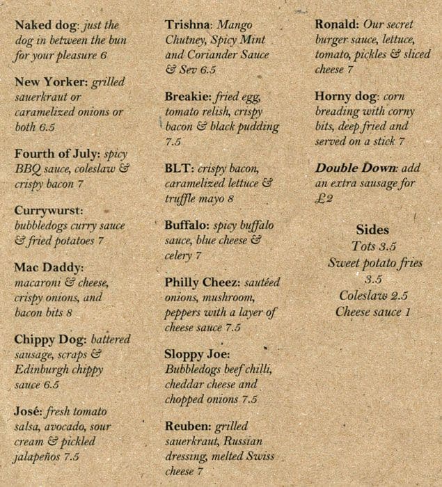 Bubbledogs Menu, Menu de Bubbledogs, Fitzrovia, London - Zomato UK