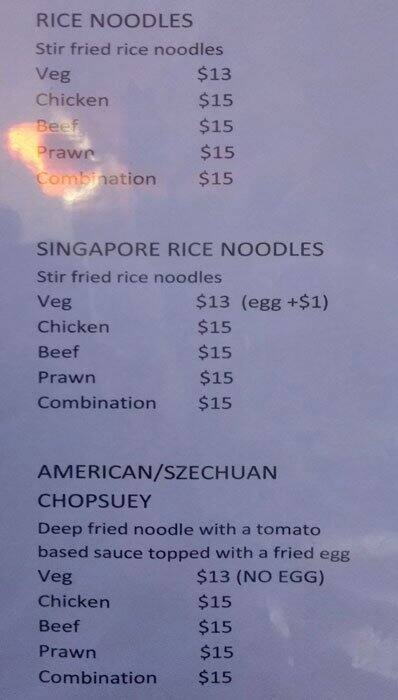 Menu at Spicy Dragon restaurant, Carnegie