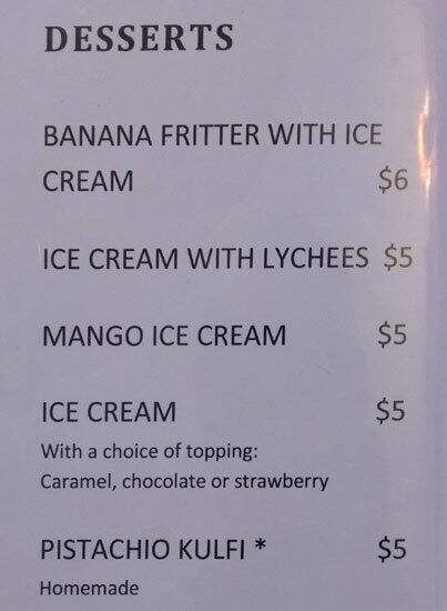 Menu at Spicy Dragon restaurant, Carnegie