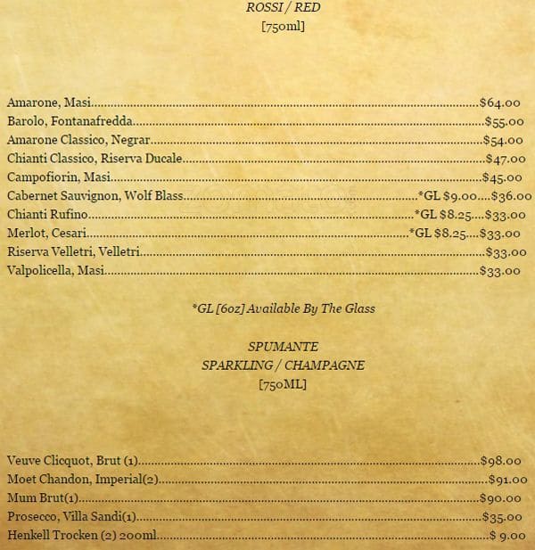 Menu at Casa Verde Ristorante restaurant, Ajax