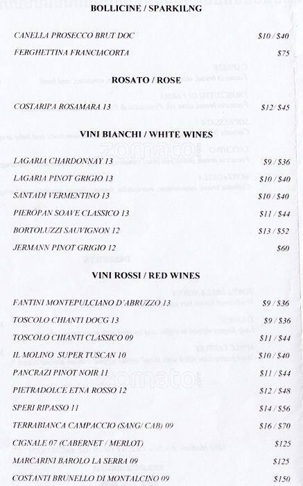 Menu at Da Capo Aperitivo e Caffè pub & bar, New York City, Madison Ave