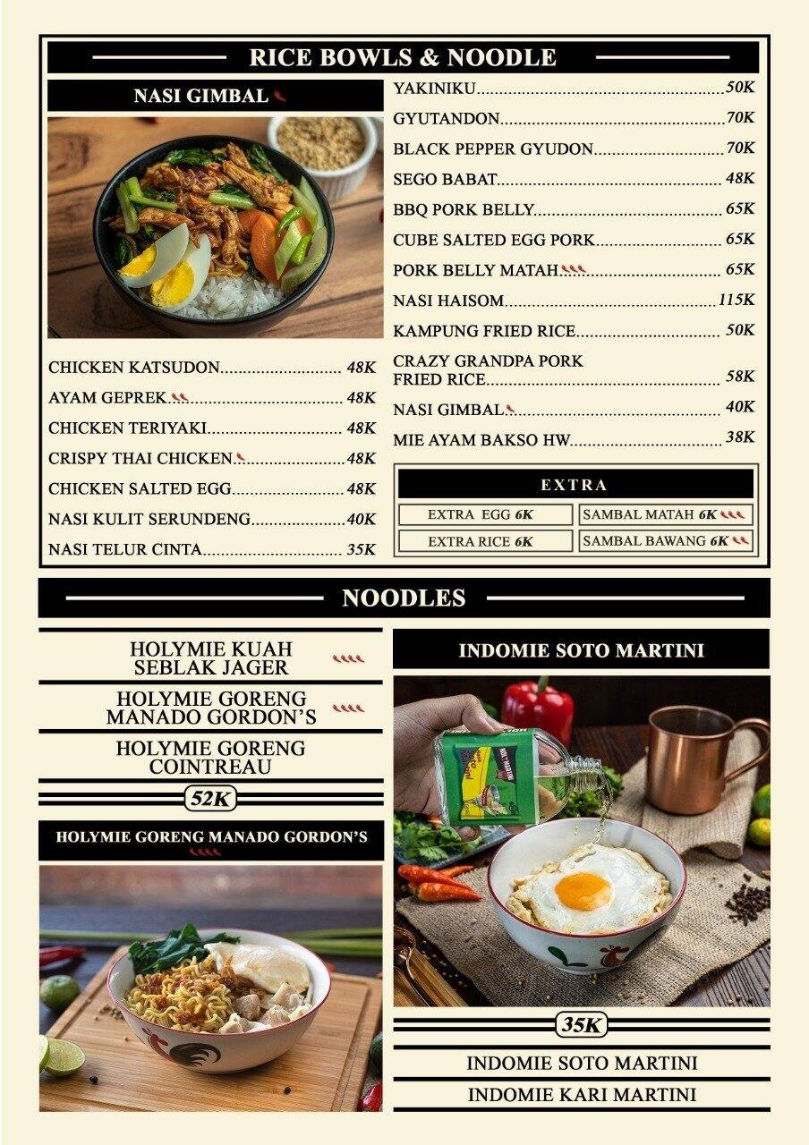 Menu at Holywings pub & bar, Jakarta, Ruko Crown Golf