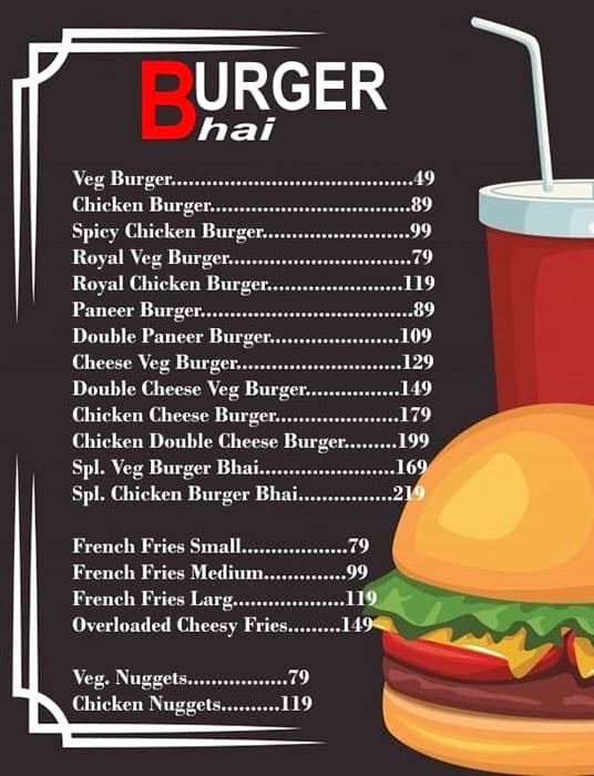 Menu of Burger Bhai, Rohini, New Delhi