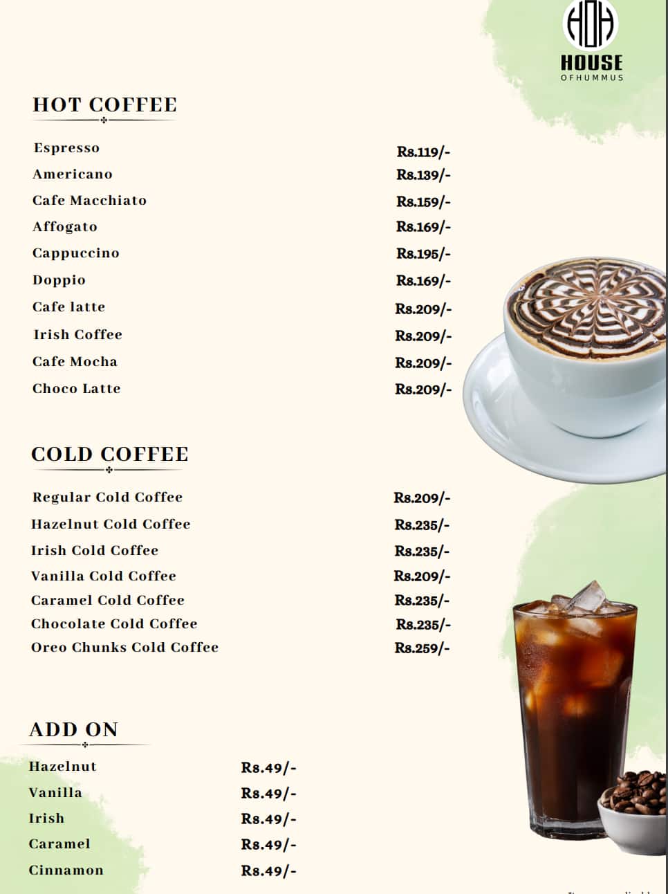 Menu of House Of Hummus, Kharghar, Navi Mumbai