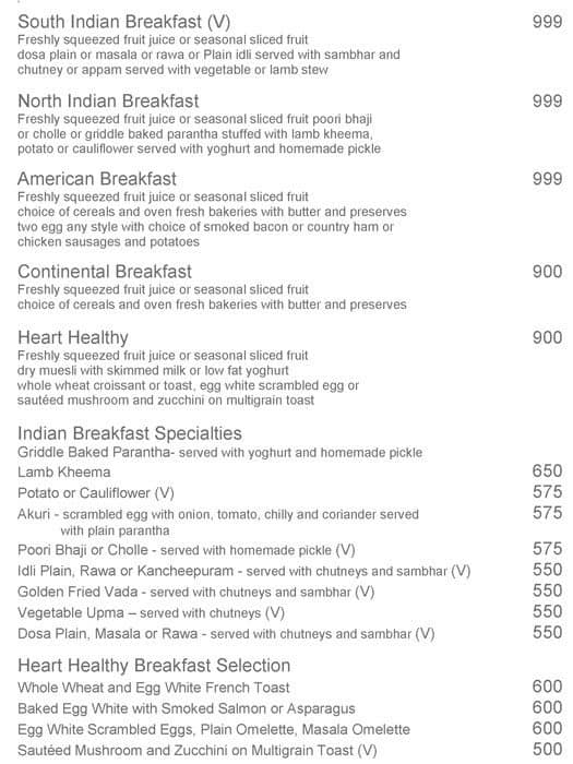 Menu at Citrus - The Leela Mumbai, Mumbai