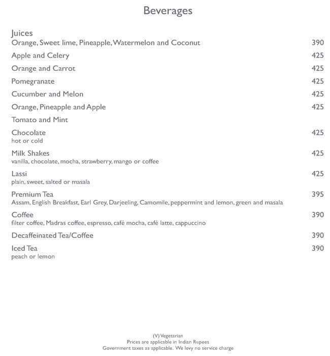 Menu at Citrus - The Leela Mumbai, Mumbai