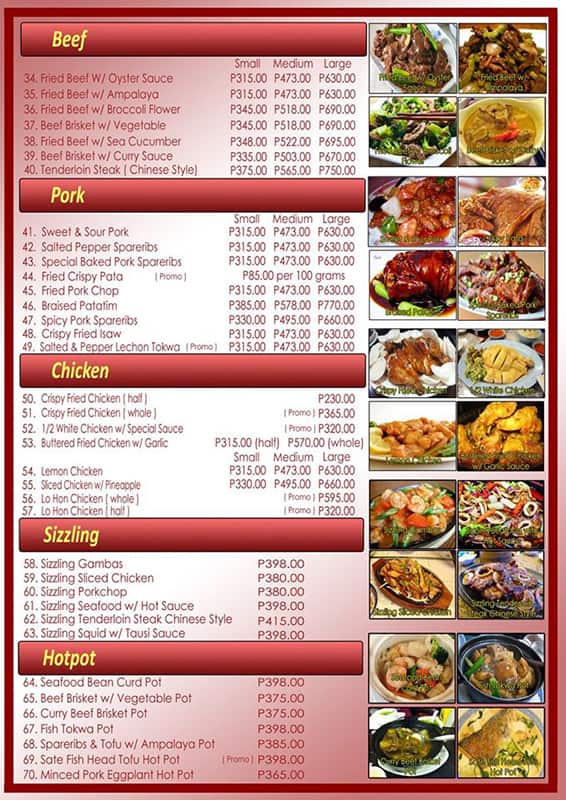 Menu at May Sum Seafood Restaurant, Manila