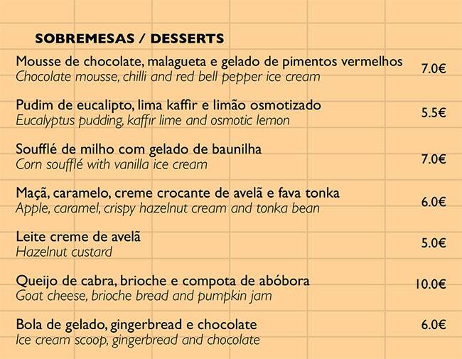 Menu em MEL - Museu Erótico de Lisboa pub & Bar, Lisboa