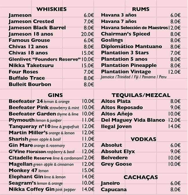 Menu em MEL - Museu Erótico de Lisboa pub & Bar, Lisboa