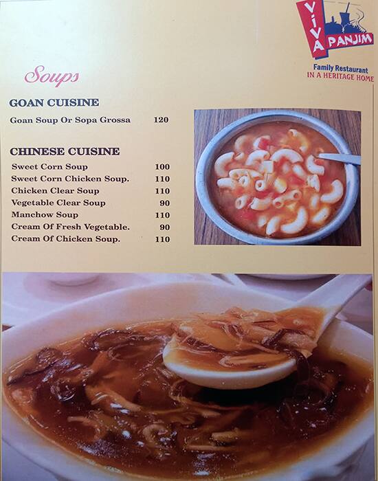 Menu of Viva Panjim, Panaji, Goa