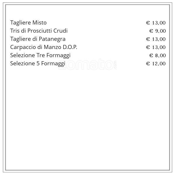 Menu at Mercat restaurant, Rome