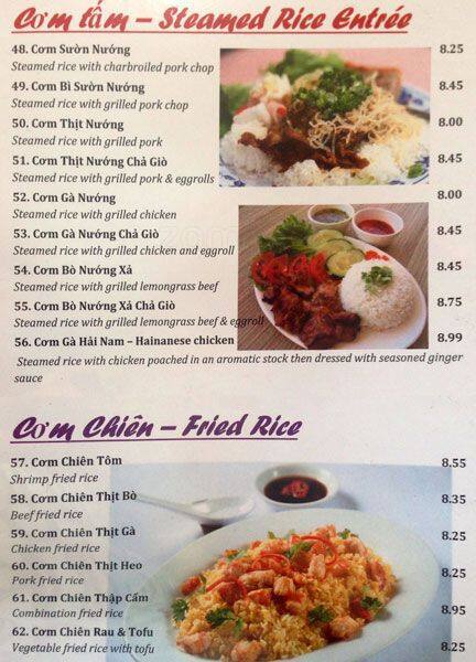 Menu at Duy Vietnamese Restaurant, Austin