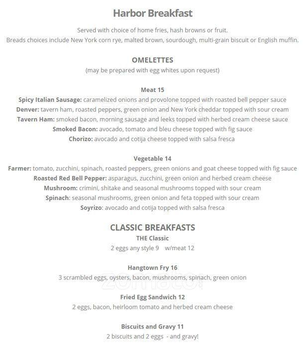 Menu at Harbor Breakfast restaurant, San Diego