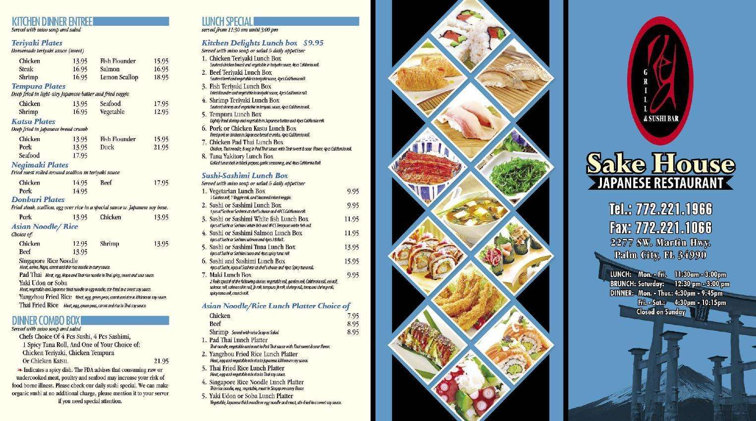 Sake House Japanese Restaurant Menu - Urbanspoon/Zomato