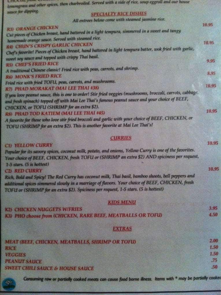 Menu at Spring Lotus Restaurant, Wenatchee