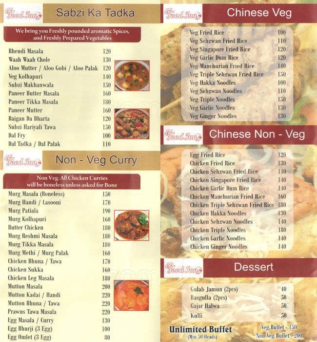 Menu at Food Inn Restaurant, Mumbai, 3WX8+GM2