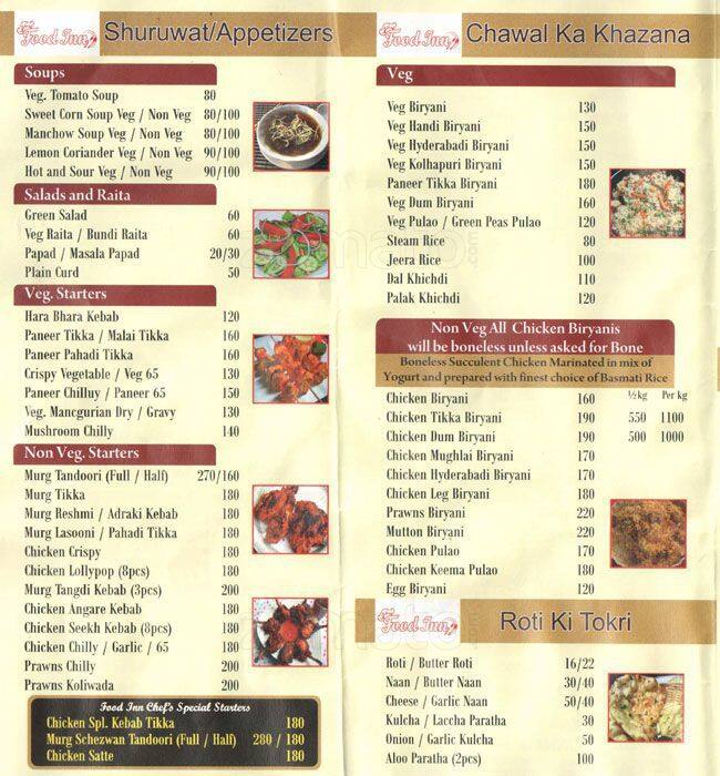 Menu at Food Inn Restaurant, Mumbai, 3WX8+GM2
