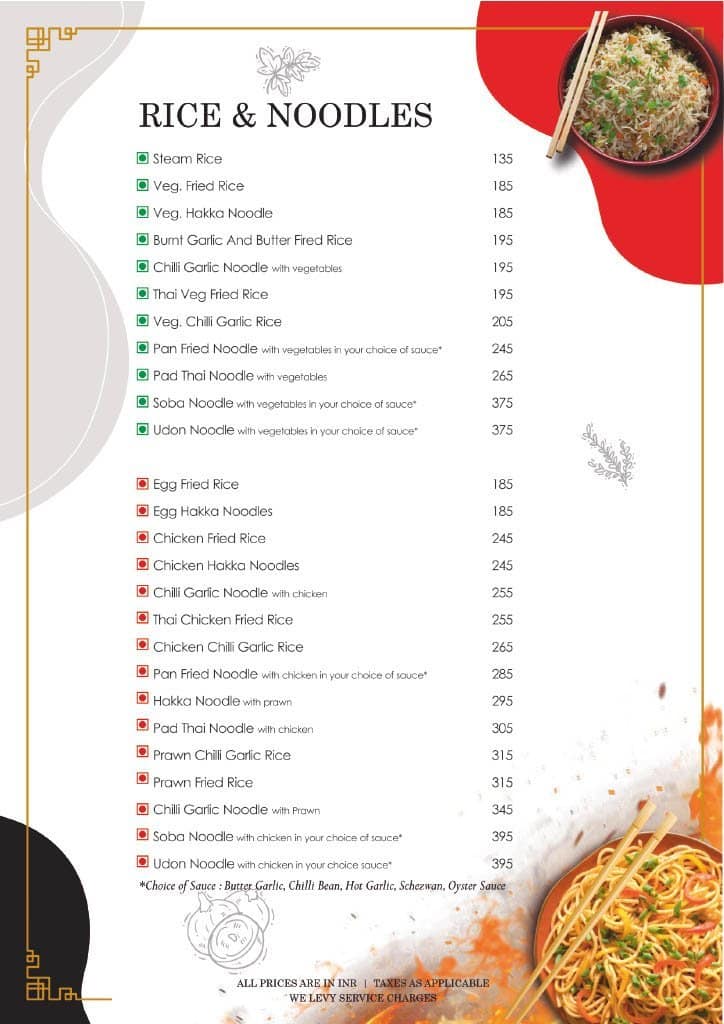 Menu of Ni Hao, Sector 32, Noida