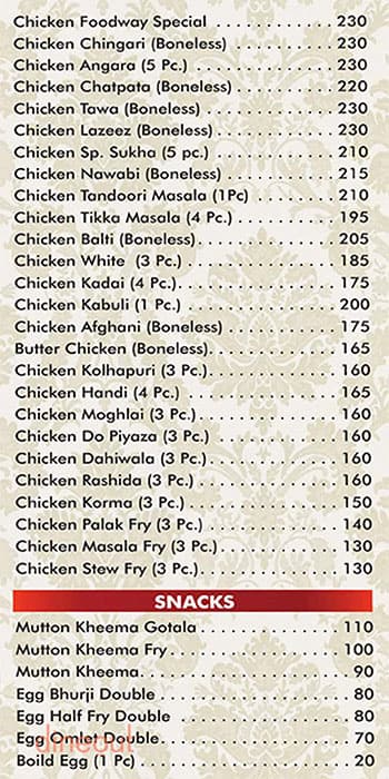 Menu at Foodway family restaurant, Mumbai, SHOP NO.03