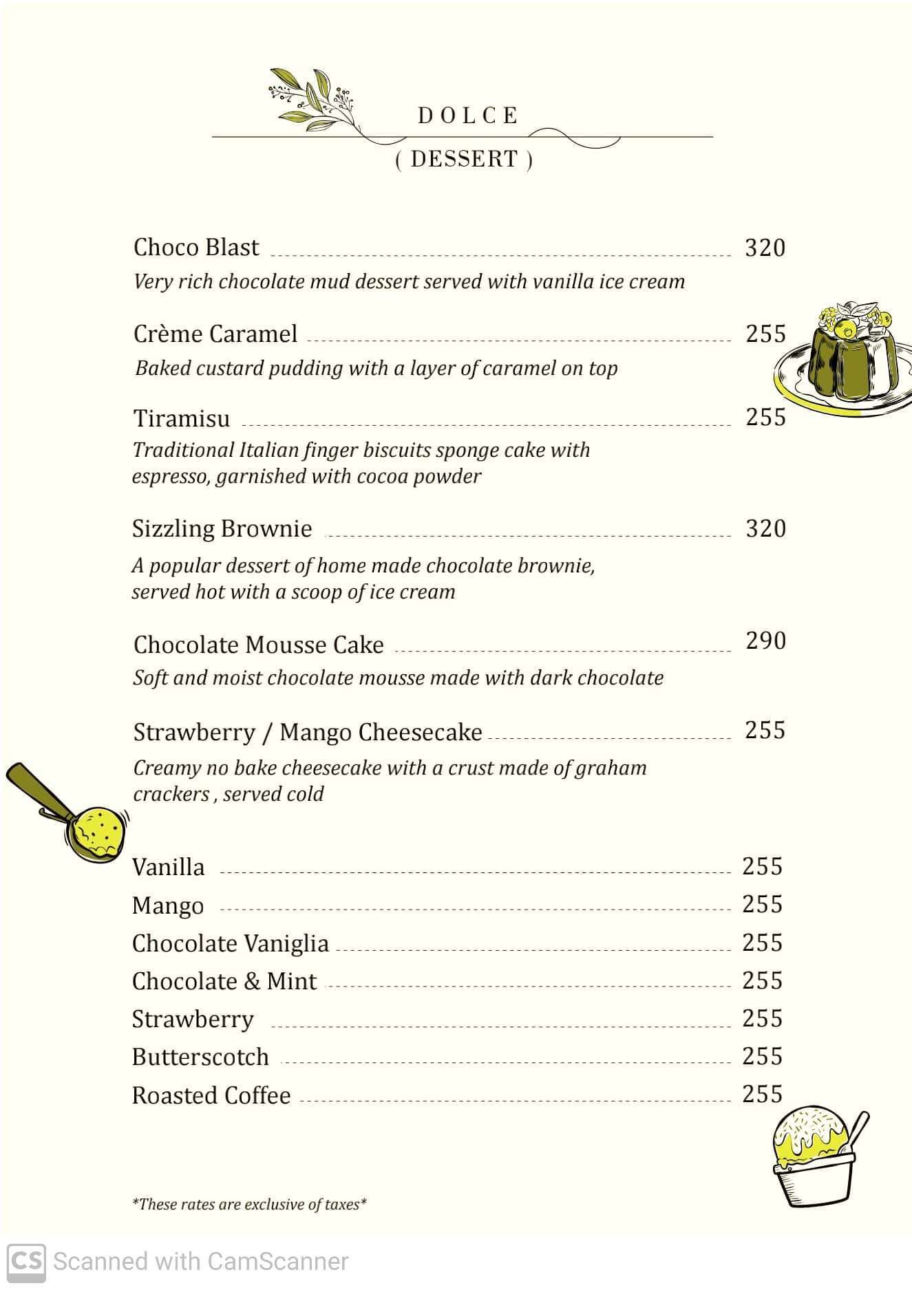 Menu at Italian Affair, Vadodara