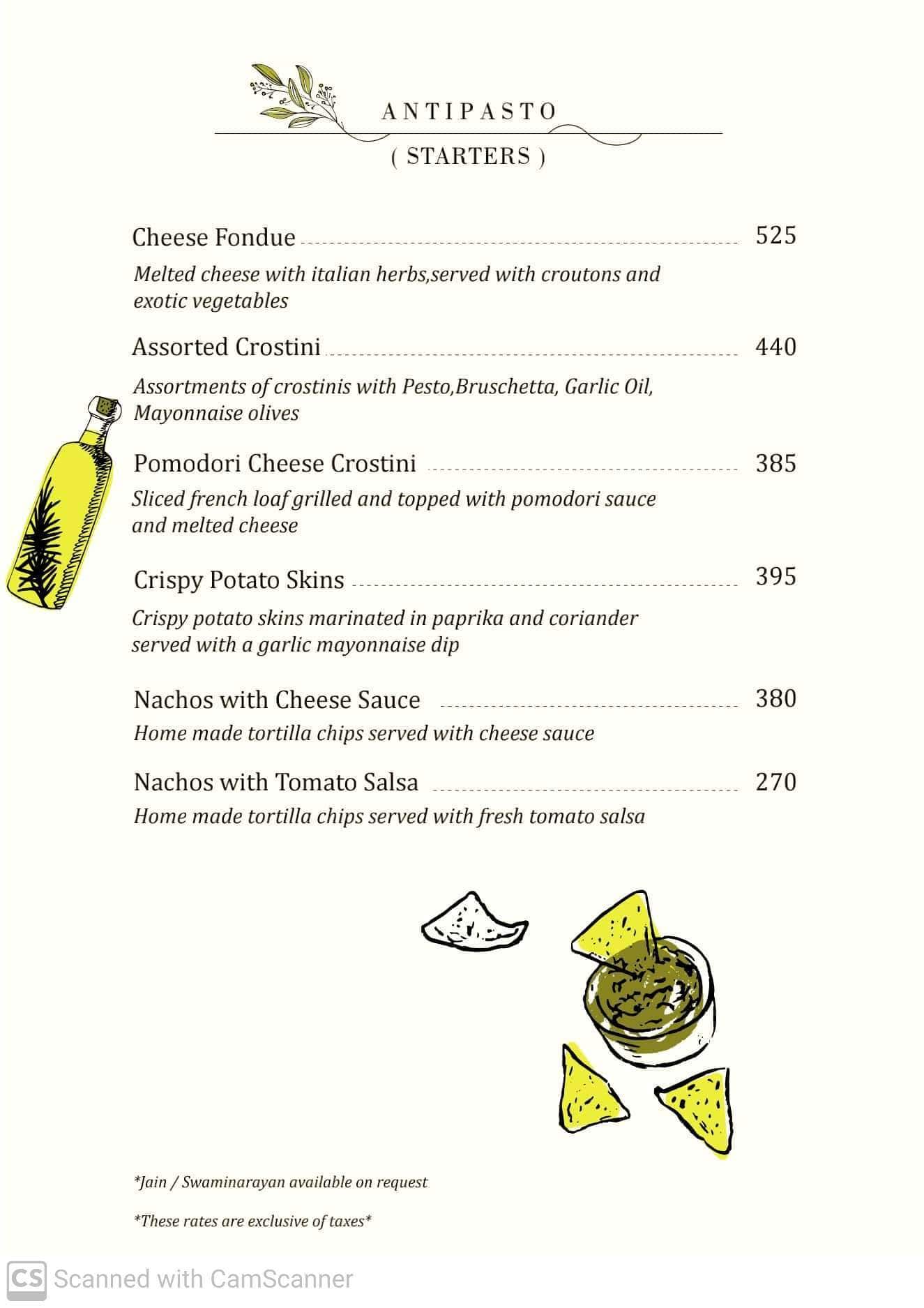 Menu at Italian Affair, Vadodara
