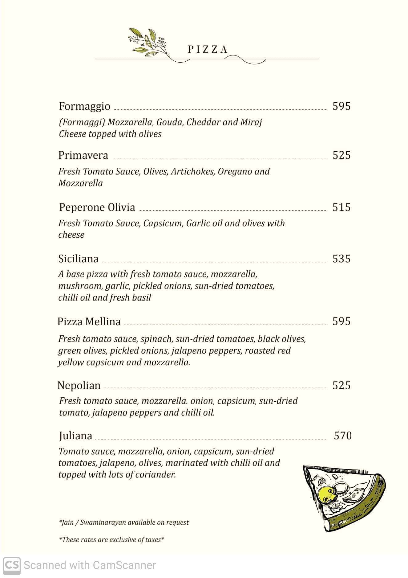 Menu at Italian Affair, Vadodara