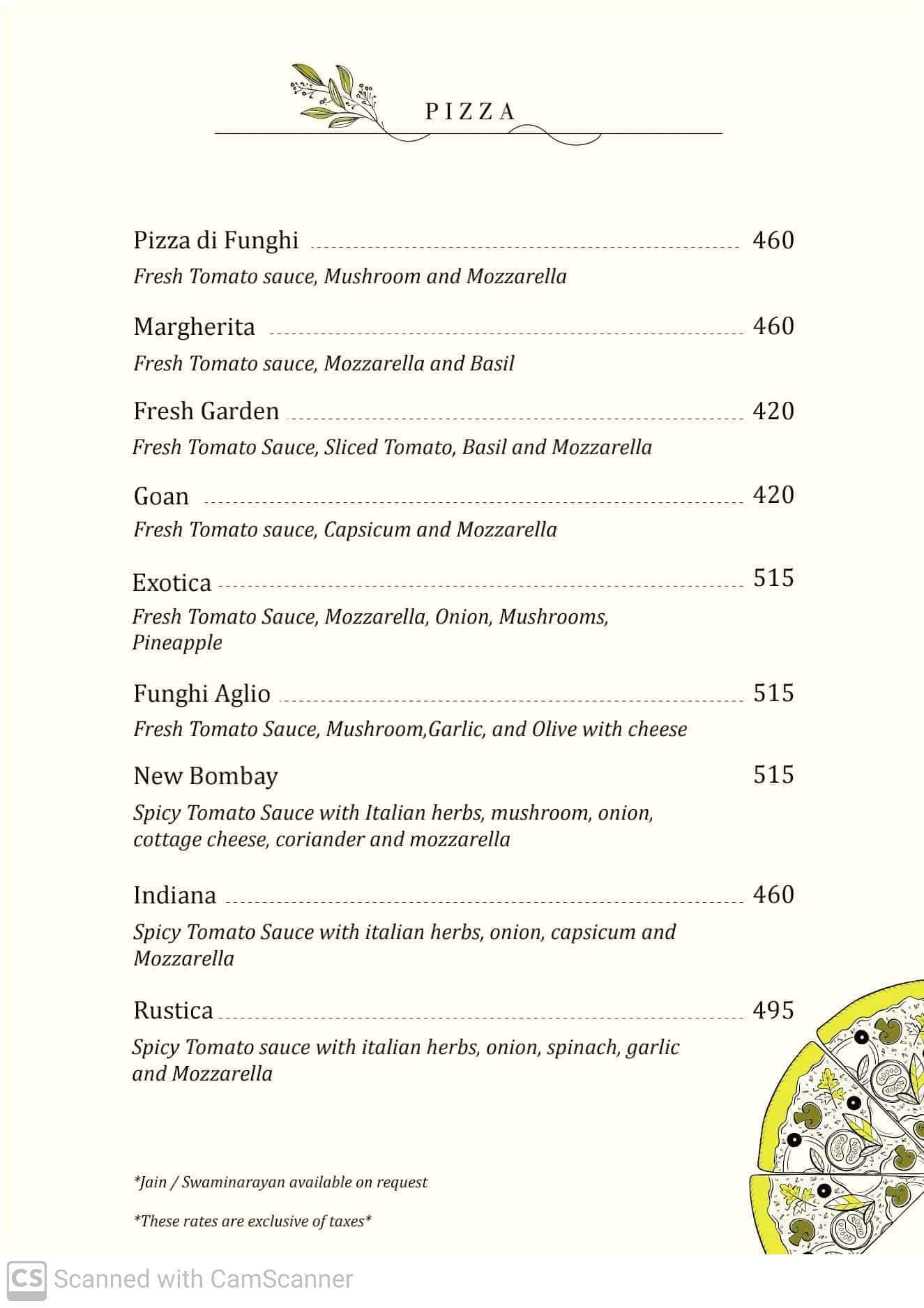 Menu at Italian Affair, Vadodara