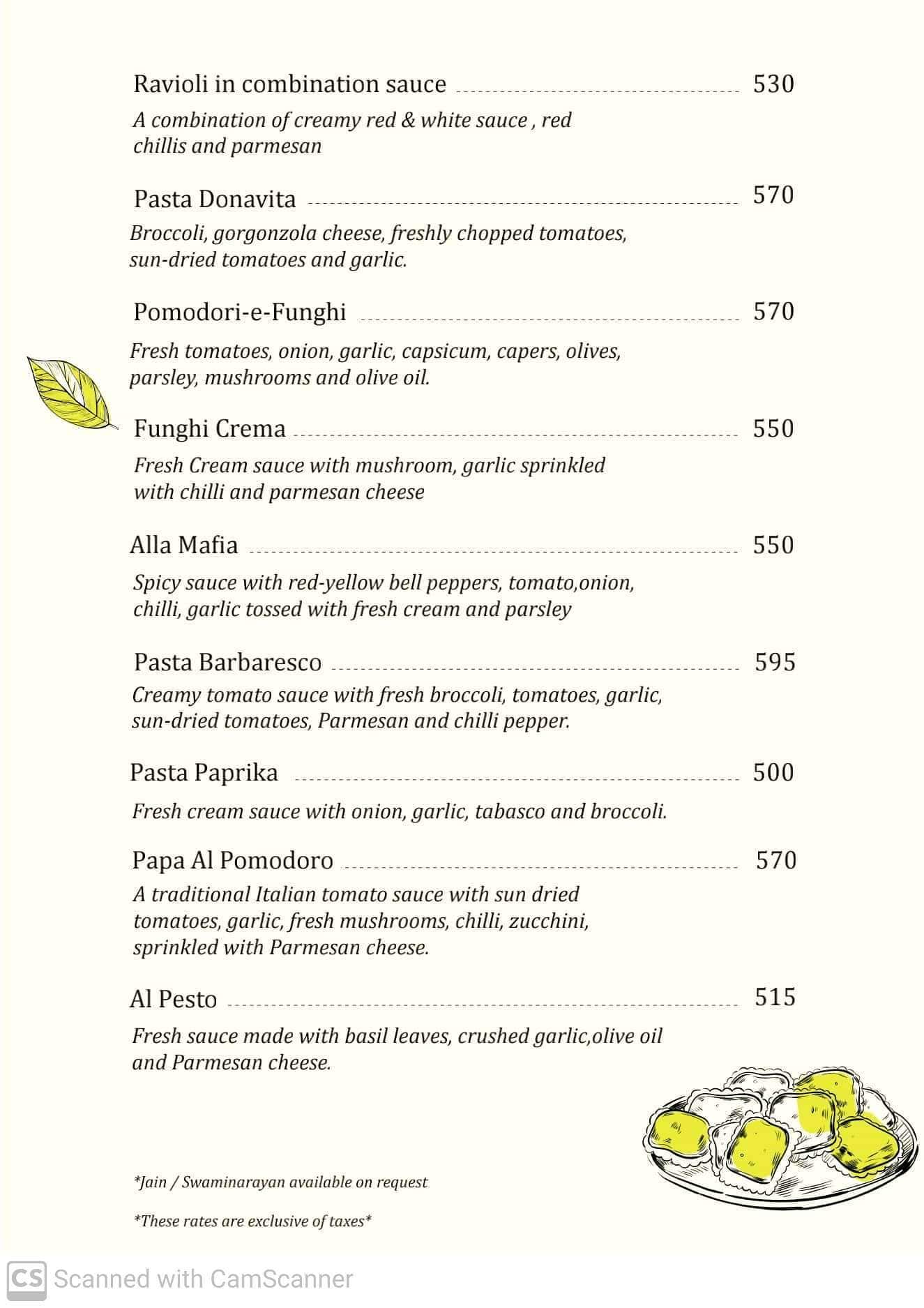 Menu at Italian Affair, Vadodara
