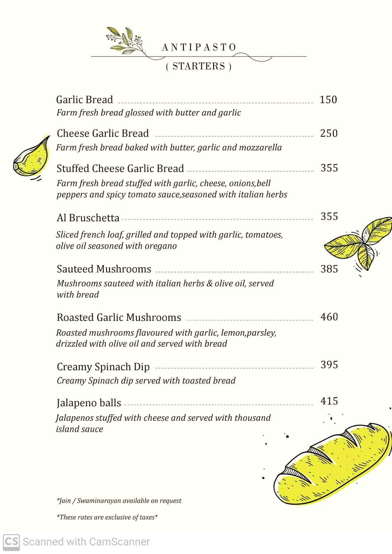 Menu at Italian Affair, Vadodara