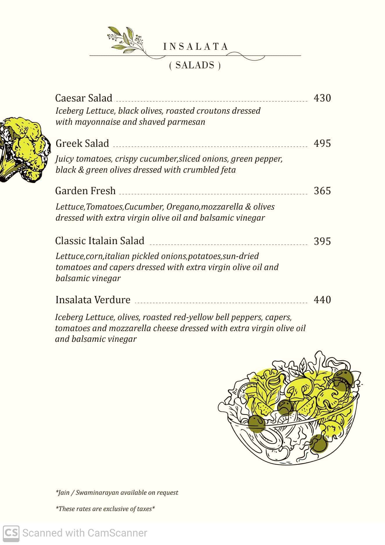 Menu at Italian Affair, Vadodara