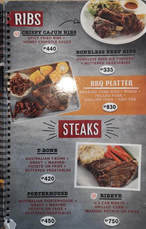 Menu at RUB Ribs & BBQ, Quezon City, 64 Sct. Rallos St