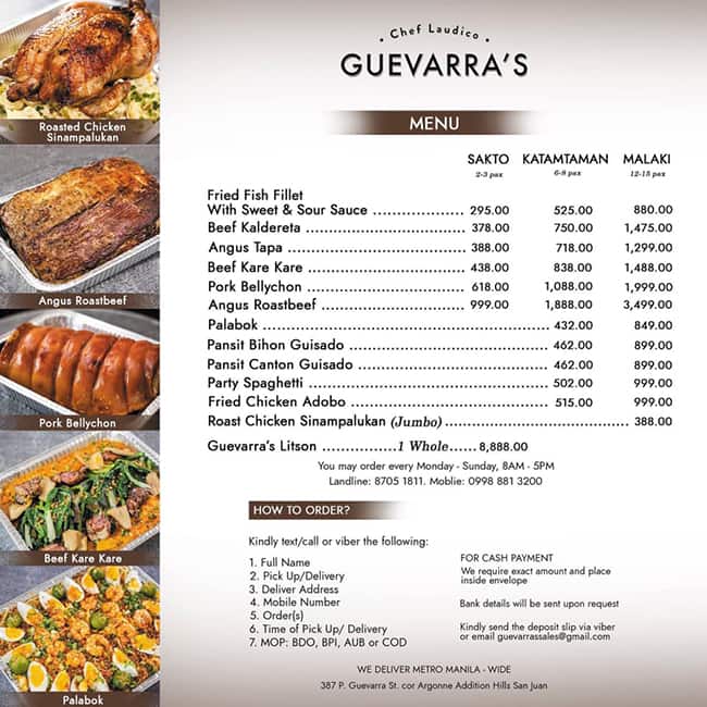 Menu at Guevarra's by Chef Laudico restaurant, San Juan