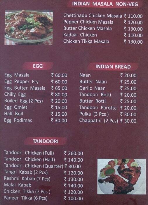 Menu at Tastee Fast Food, Chennai