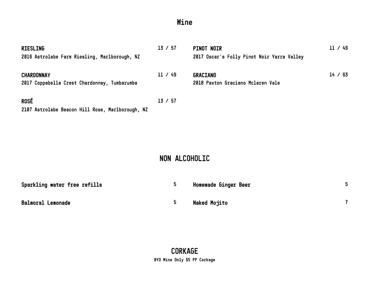 Menu at Open Circus Cafe & Mexican, Mosman