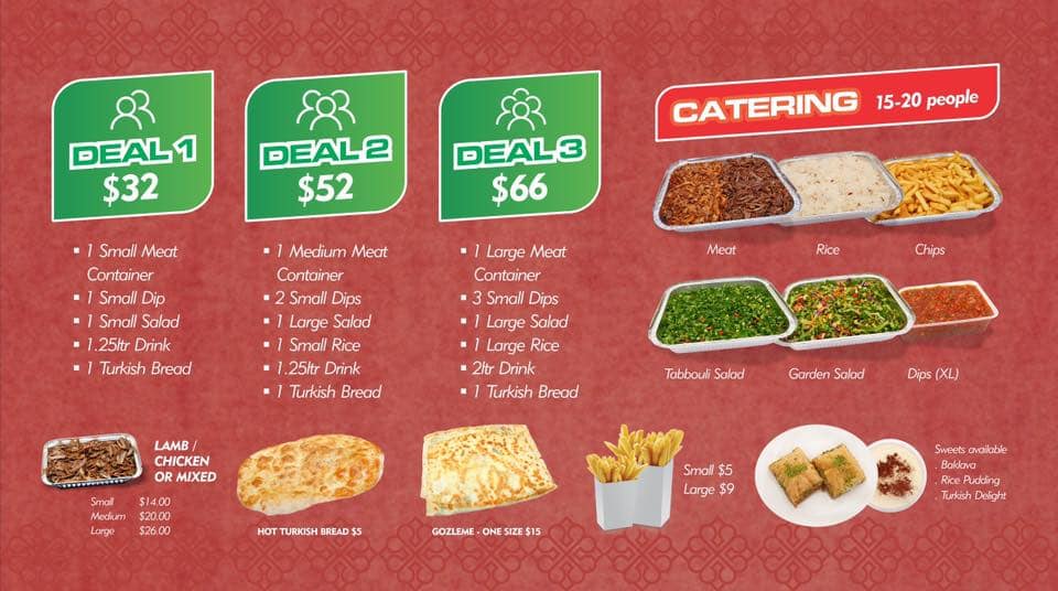 Menu at Melbourne Kebab Station restaurant, Niddrie