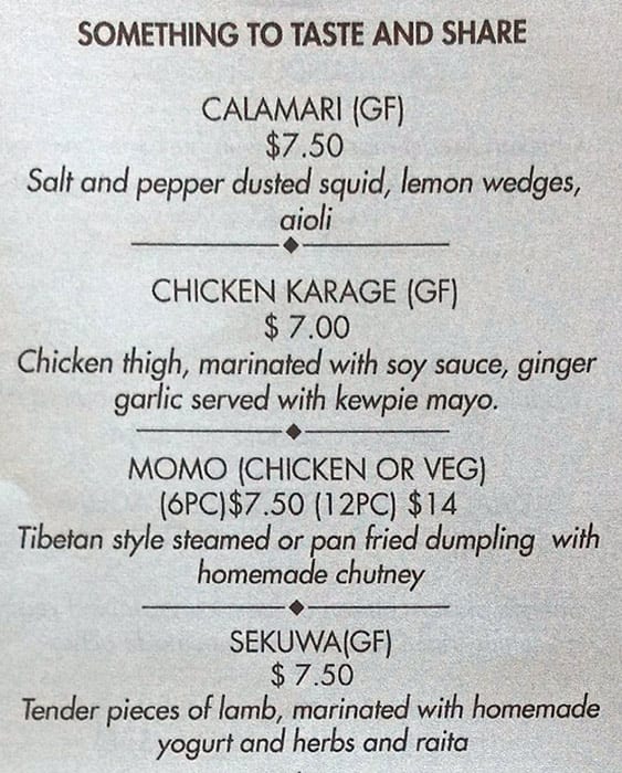 Menu at Tibetan Kitchen - Toowong restaurant, Toowong, Toowong Village ...