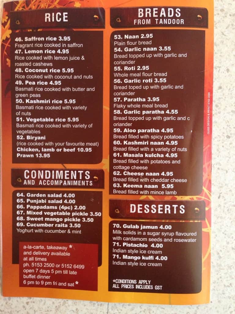 Menu at Desi Grill Bairnsdale restaurant, Bairnsdale