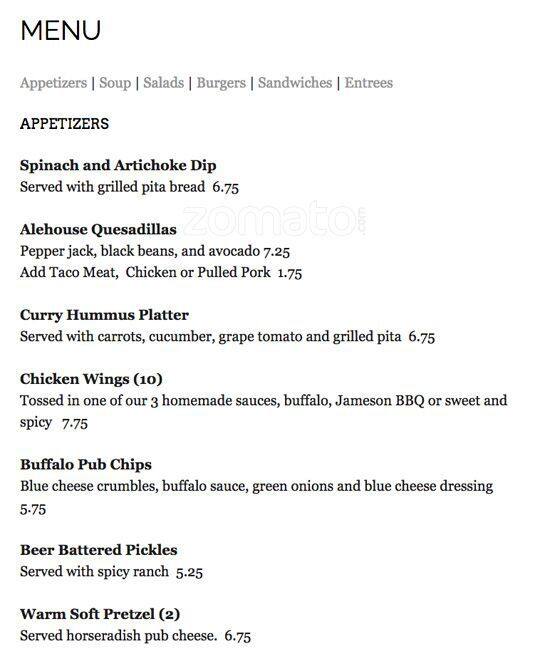 Menu at Gannon's Pub, Chicago