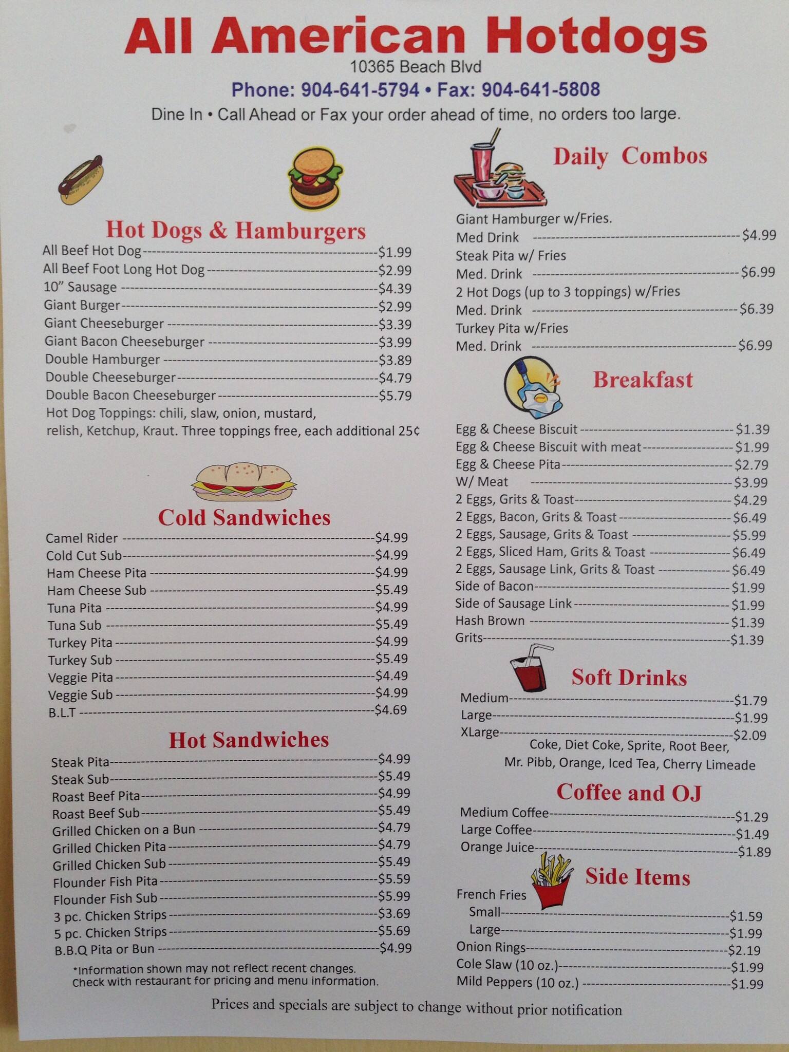 All American Hot Dog Sandwiches Menu Urbanspoon Zomato