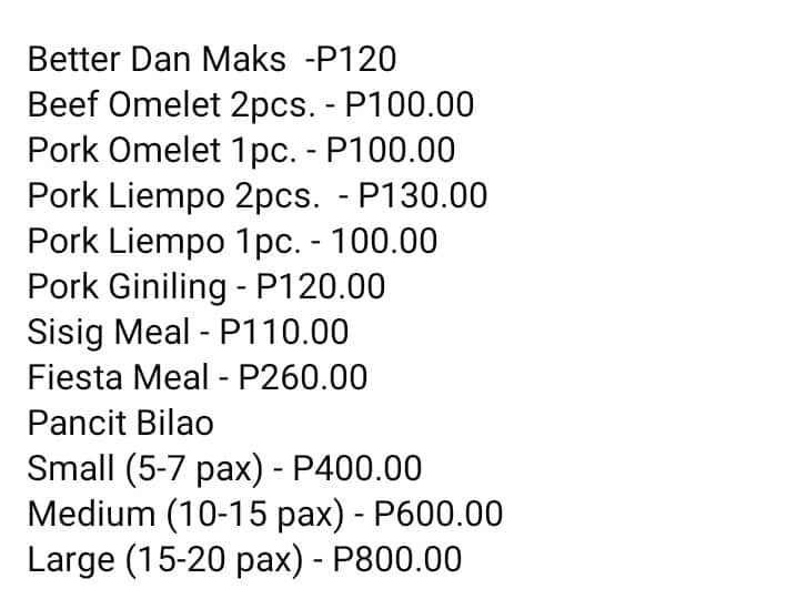 Menu at The Country Chef restaurant, Pasay