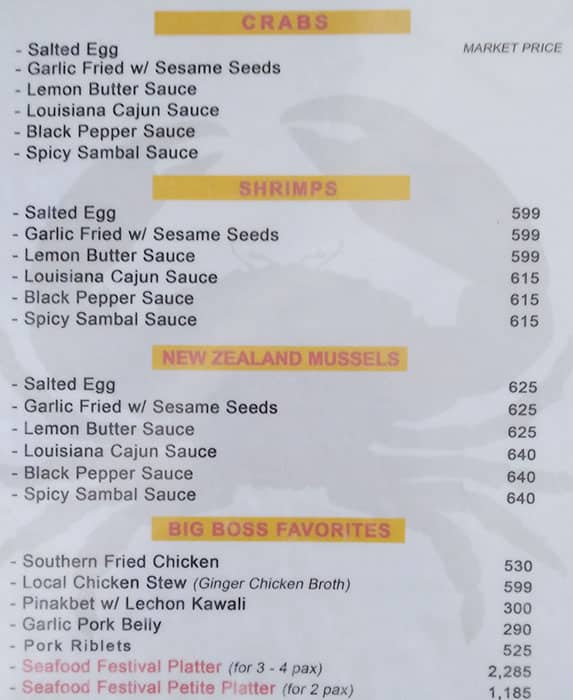 Menu at The Country Chef restaurant, Pasay