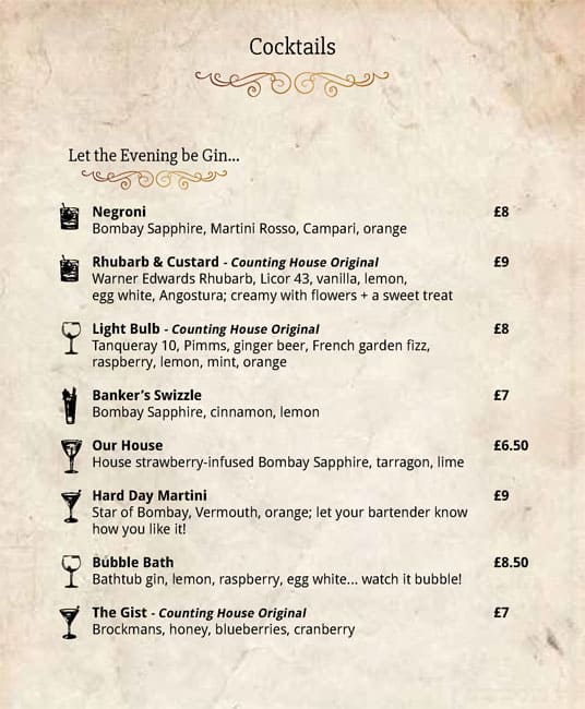 Menu at The Counting House pub & bar, Cleethorpes