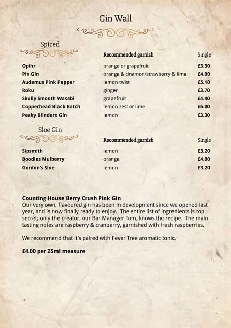 Menu at The Counting House pub & bar, Cleethorpes